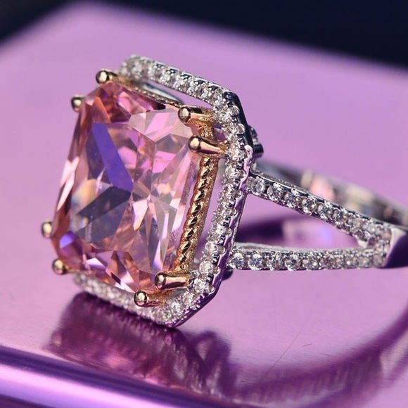 Jewelry | Pink Solitaire Diamond Cocktail Engagement Ring | Poshmark